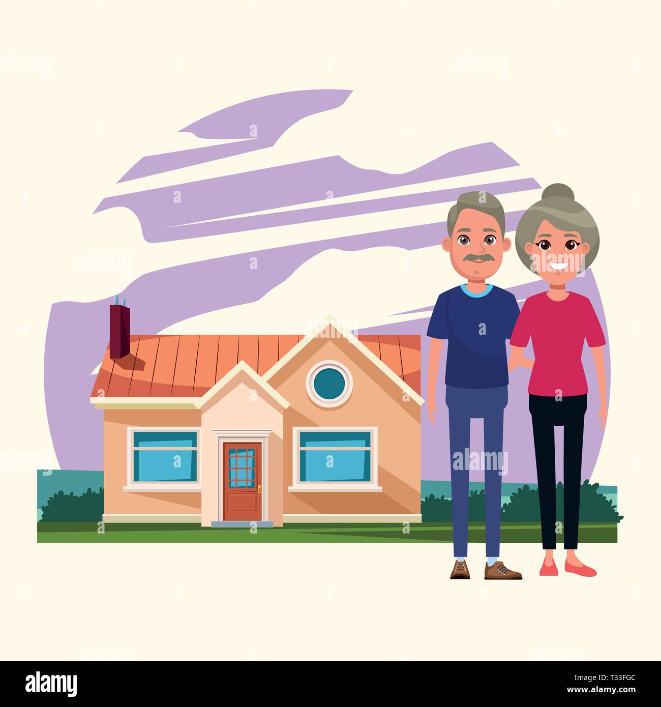 Family outdoors from home cartoon Stock Vector Image & Art - Alamy