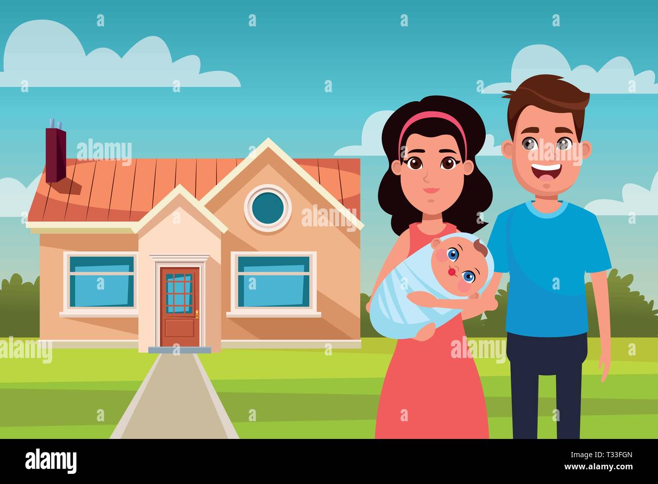 Family outdoors from home cartoon Stock Vector Image & Art - Alamy