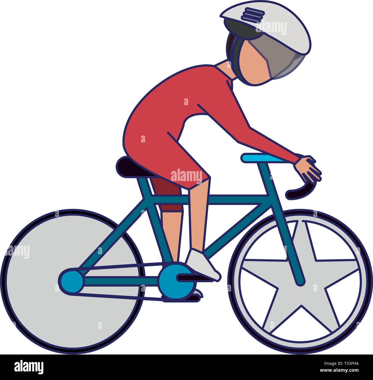 cyclist on bike avatar isolated blue lines Stock Vector Image & Art - Alamy