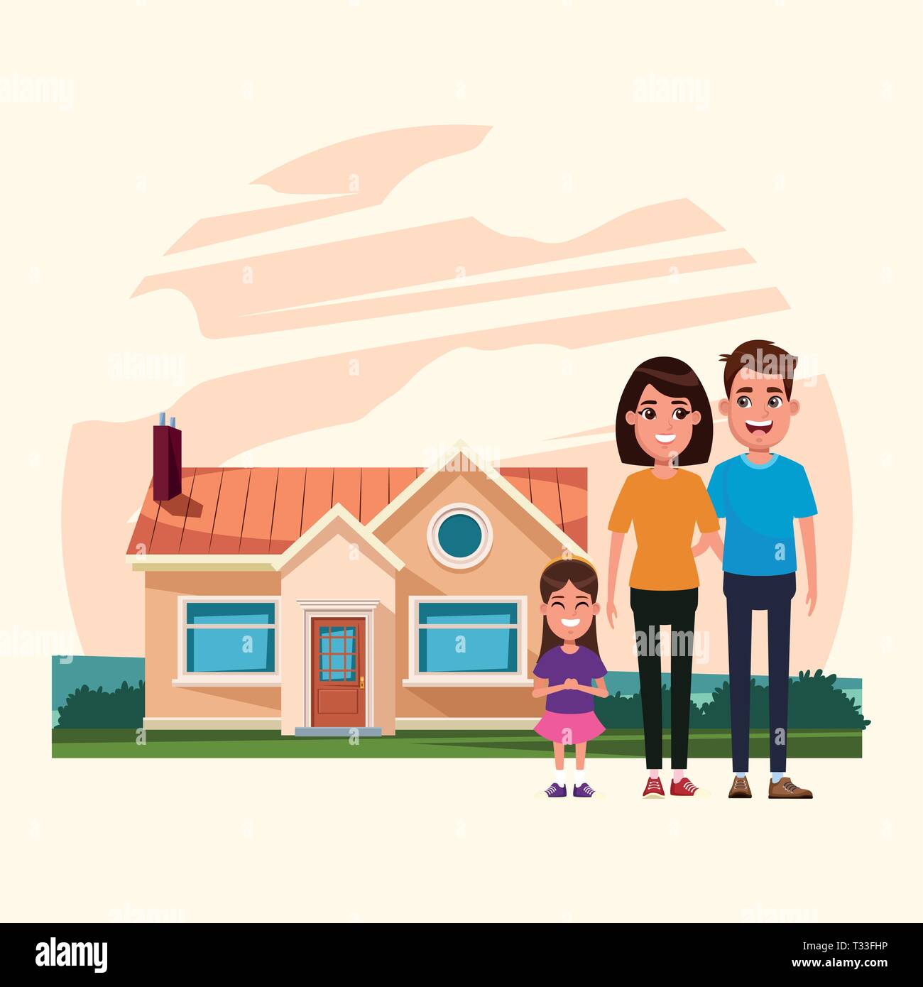 Family outdoors from home cartoon Stock Vector Image & Art - Alamy