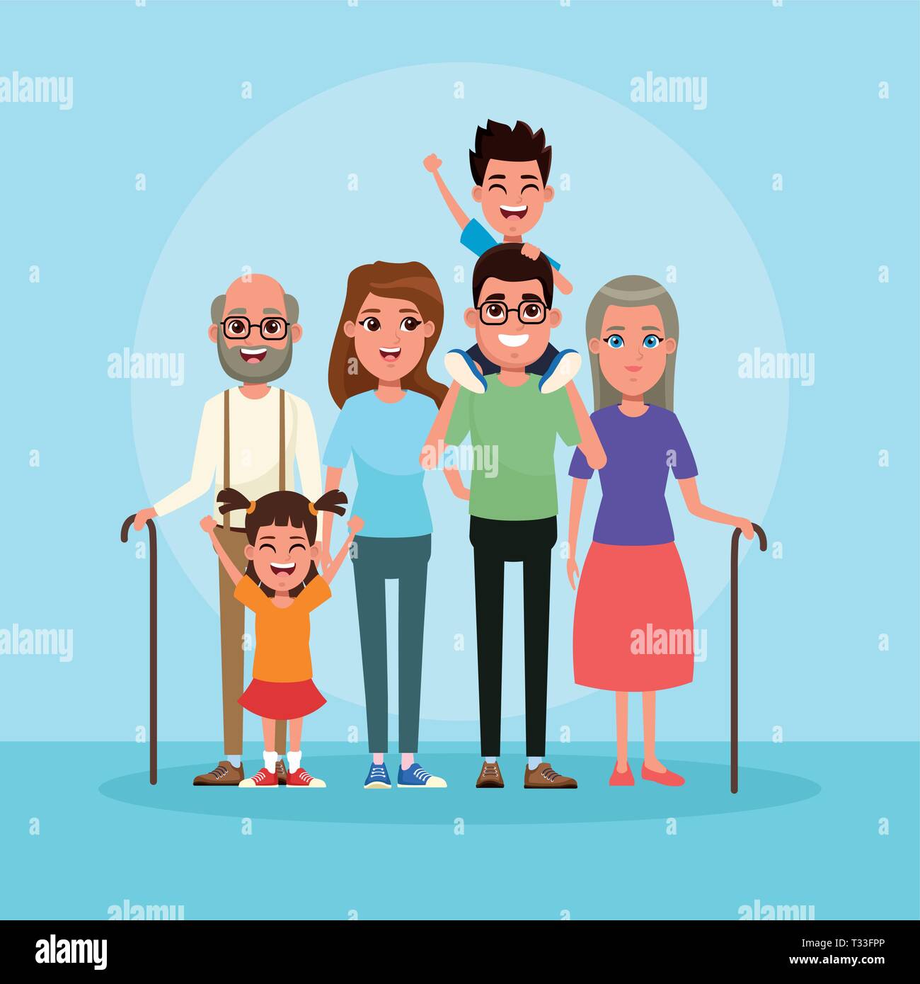 Family with kids cartoon Stock Vector Image & Art - Alamy