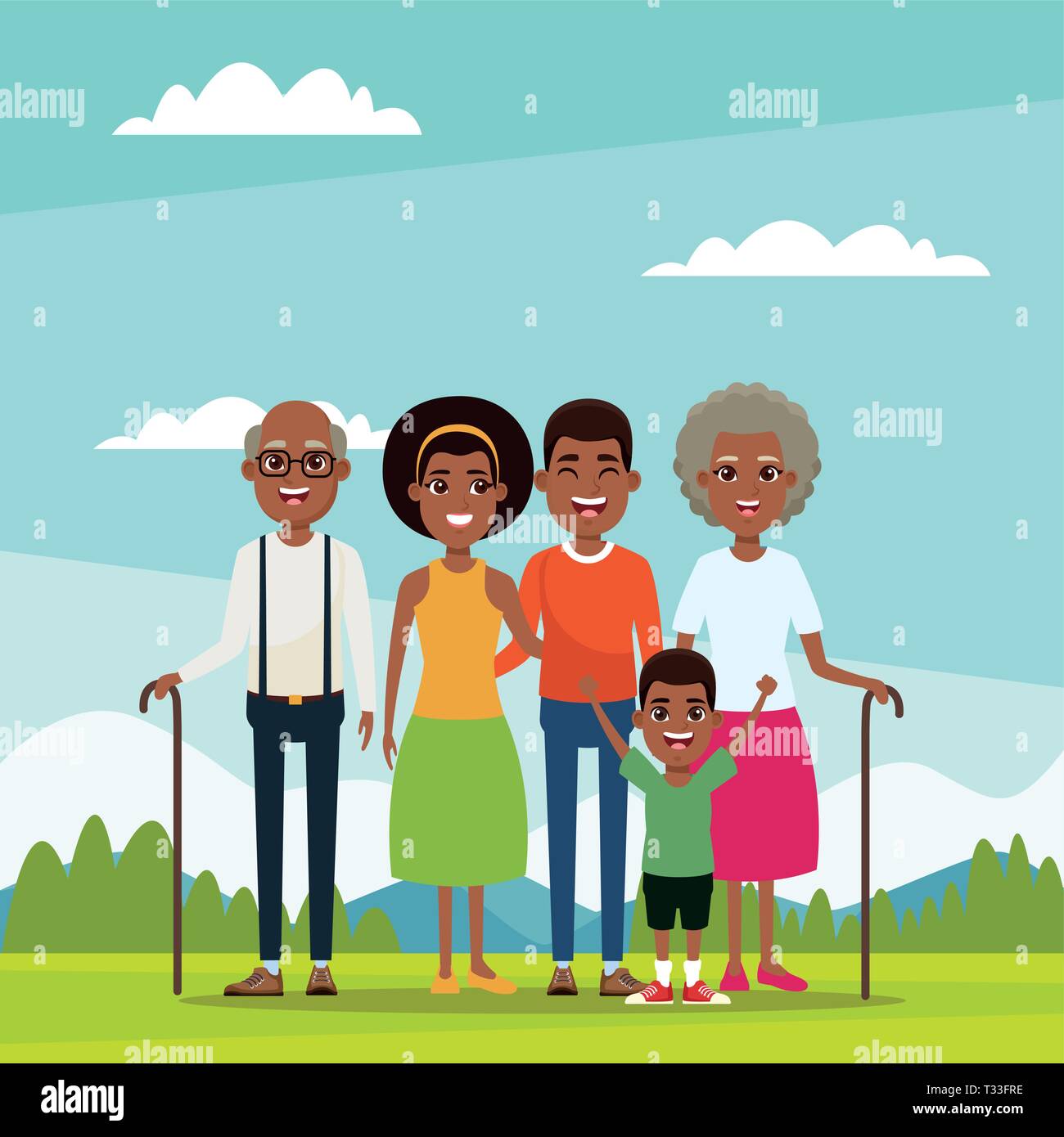Family with kids cartoon Stock Vector Image & Art - Alamy