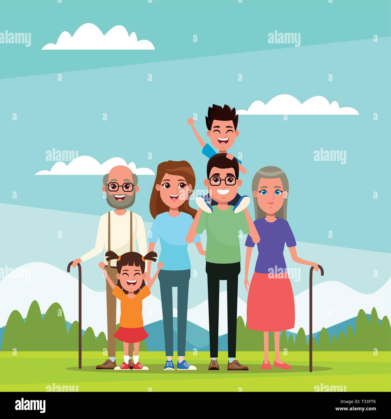Family with kids cartoon Stock Vector Image & Art - Alamy