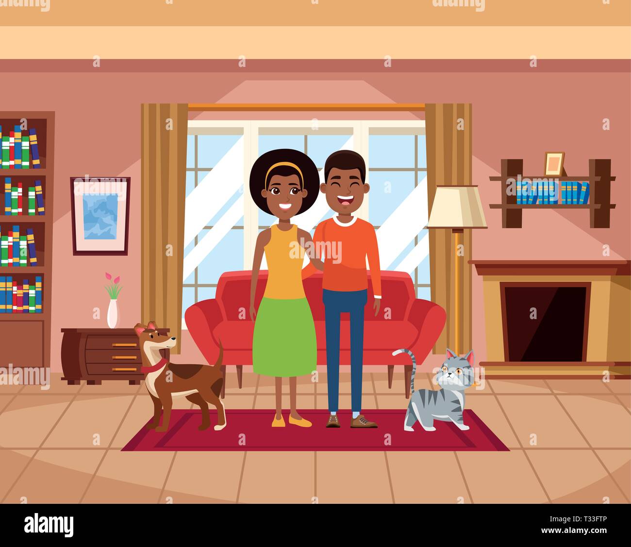 Family inside home scenery cartoons Stock Vector Image & Art - Alamy