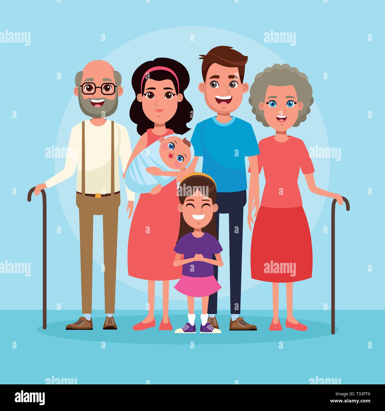 Family with kids cartoon Stock Vector Image & Art - Alamy