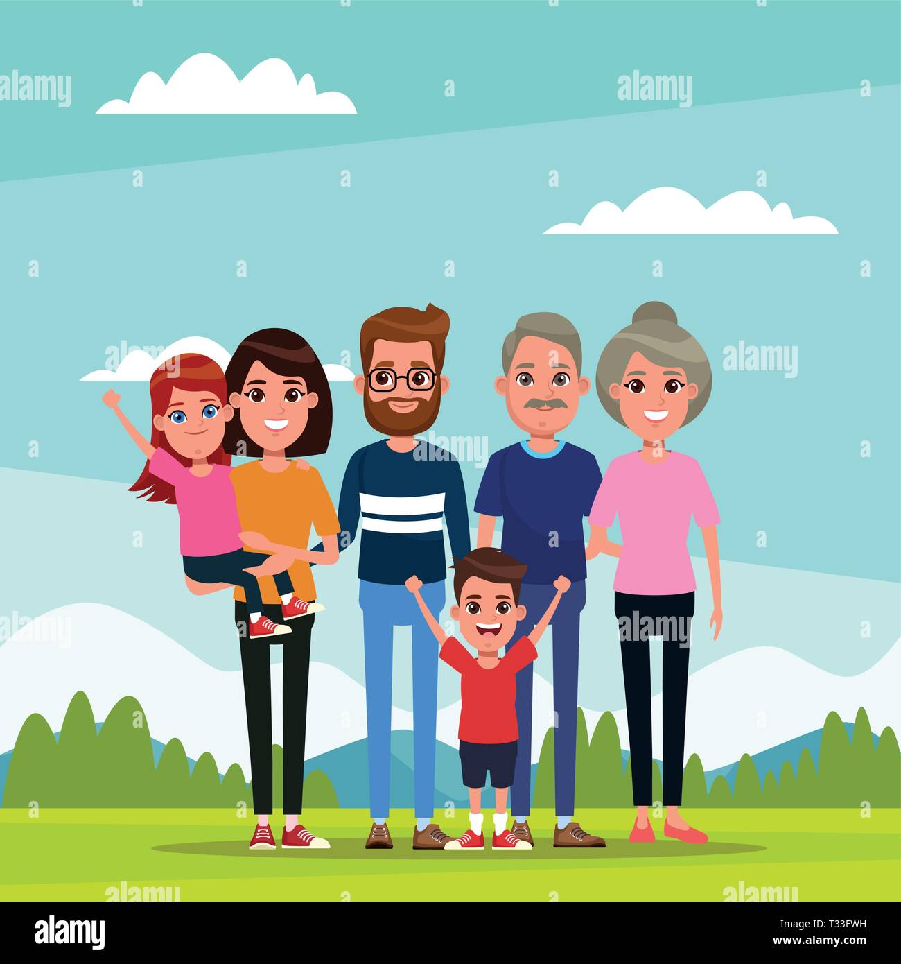Family with kids cartoon Stock Vector Image & Art - Alamy