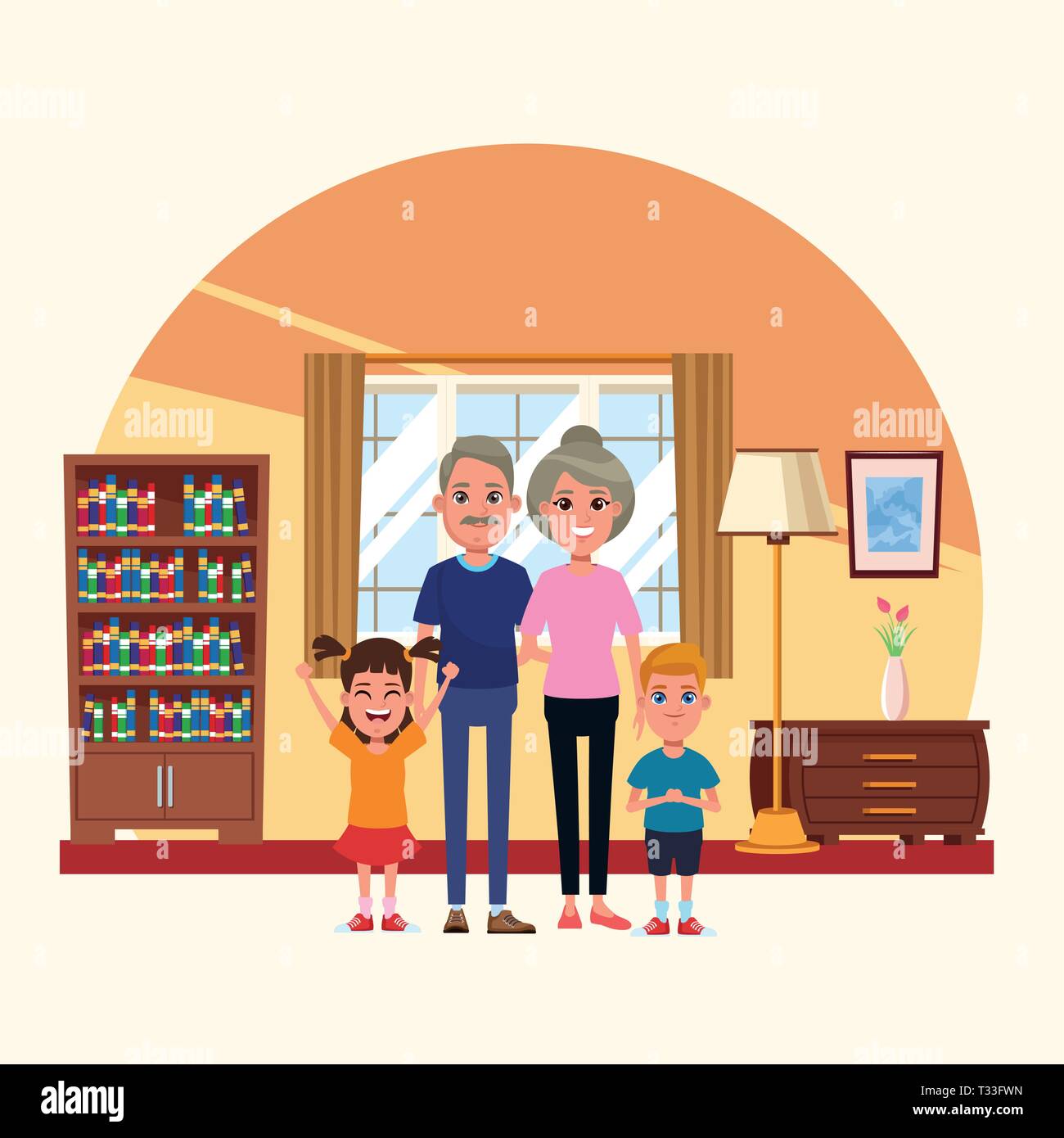 Family inside home scenery cartoons Stock Vector Image & Art - Alamy