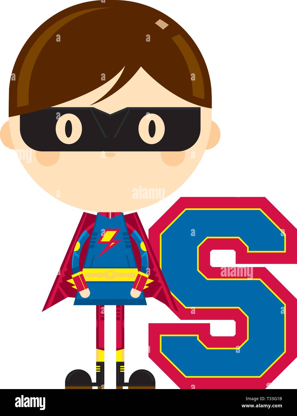 Cartoon S is for Superhero Educational Alphabet Learning Illustration ...