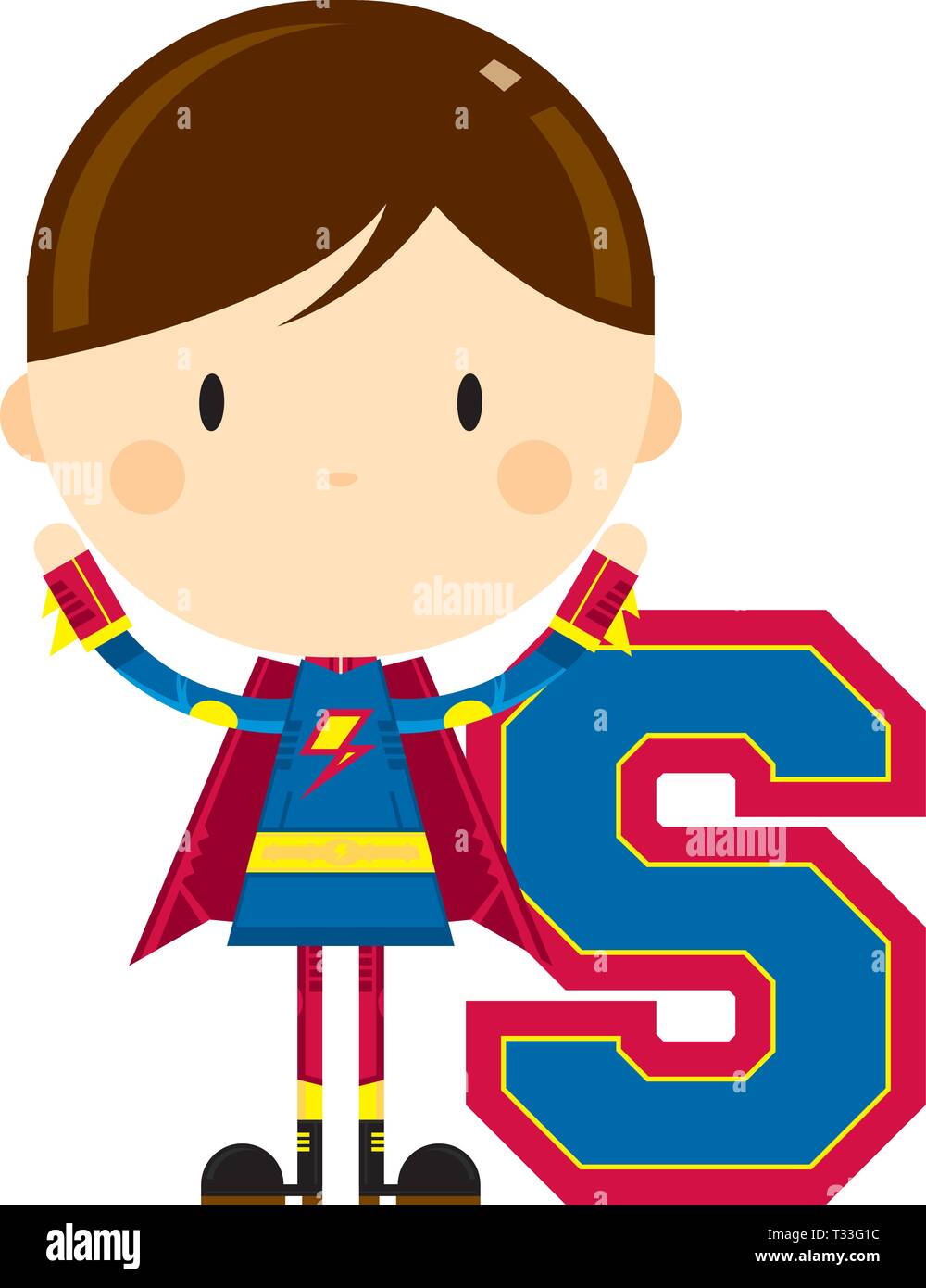 Cartoon S is for Superhero Educational Alphabet Learning Illustration ...