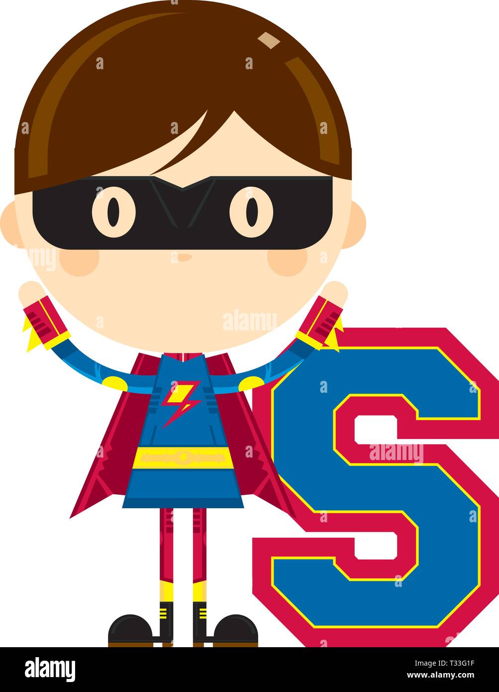 Cartoon S is for Superhero Educational Alphabet Learning Illustration ...