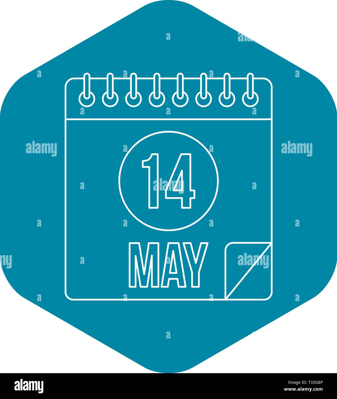 Calendar with the date 14th May icon. Outline illustration of calendar ...