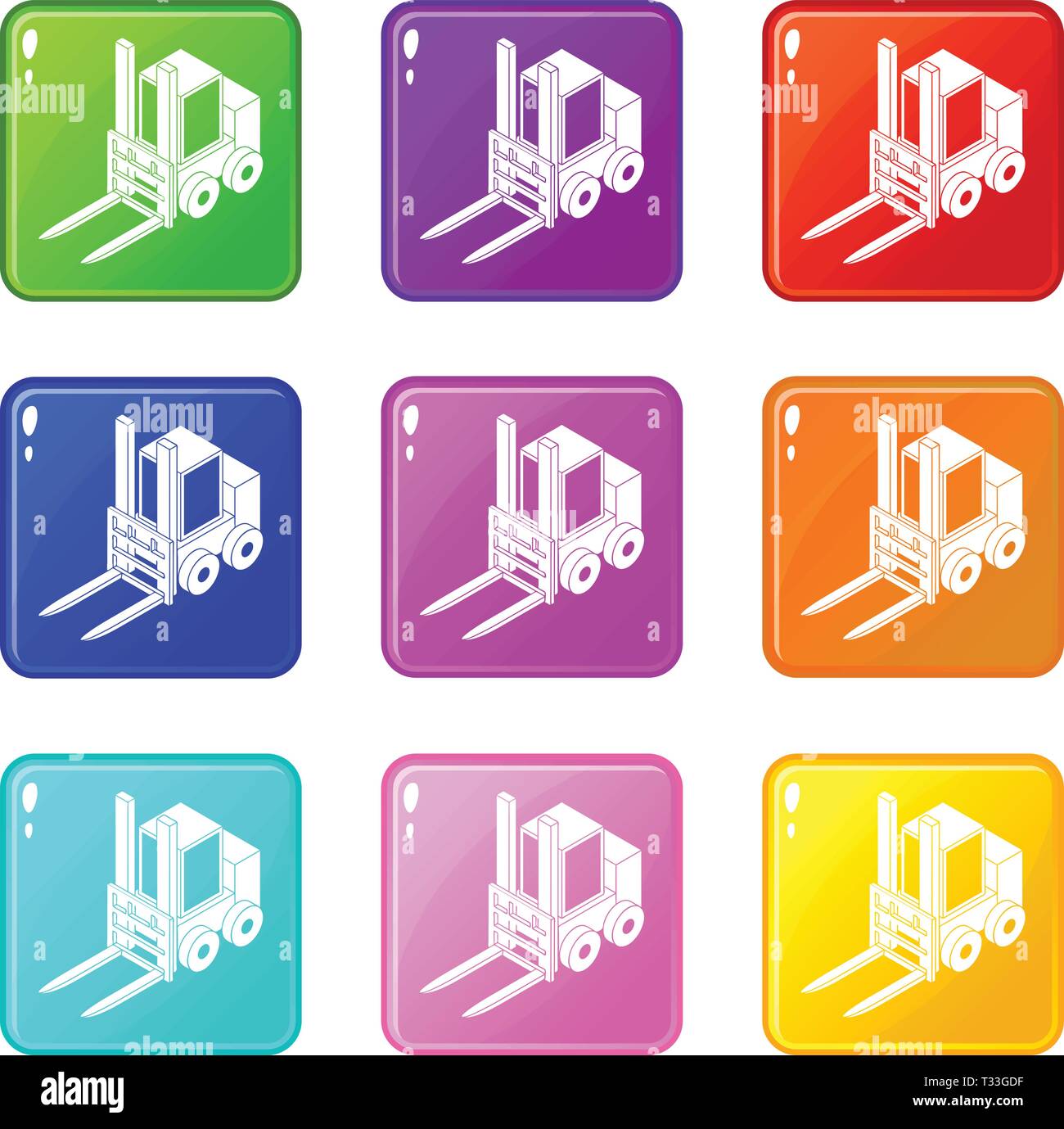 Forklift icons set 9 color collection isolated on white for any design ...