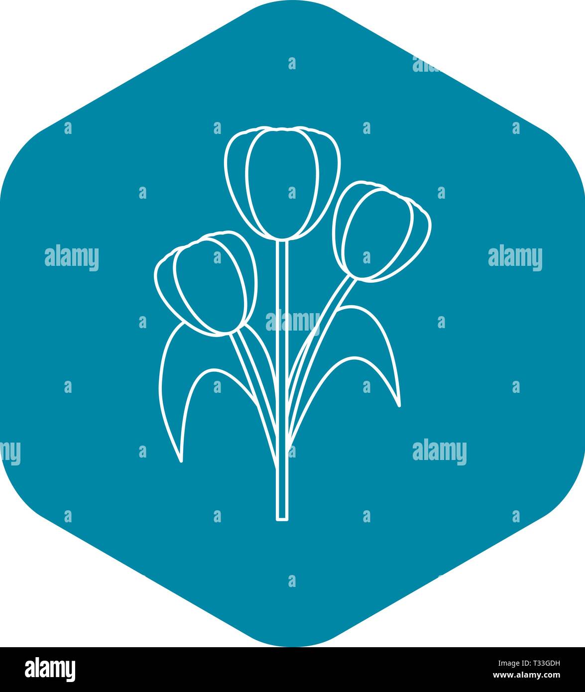 Three tulips icon. Outline illustration of three tulips vector icon for ...