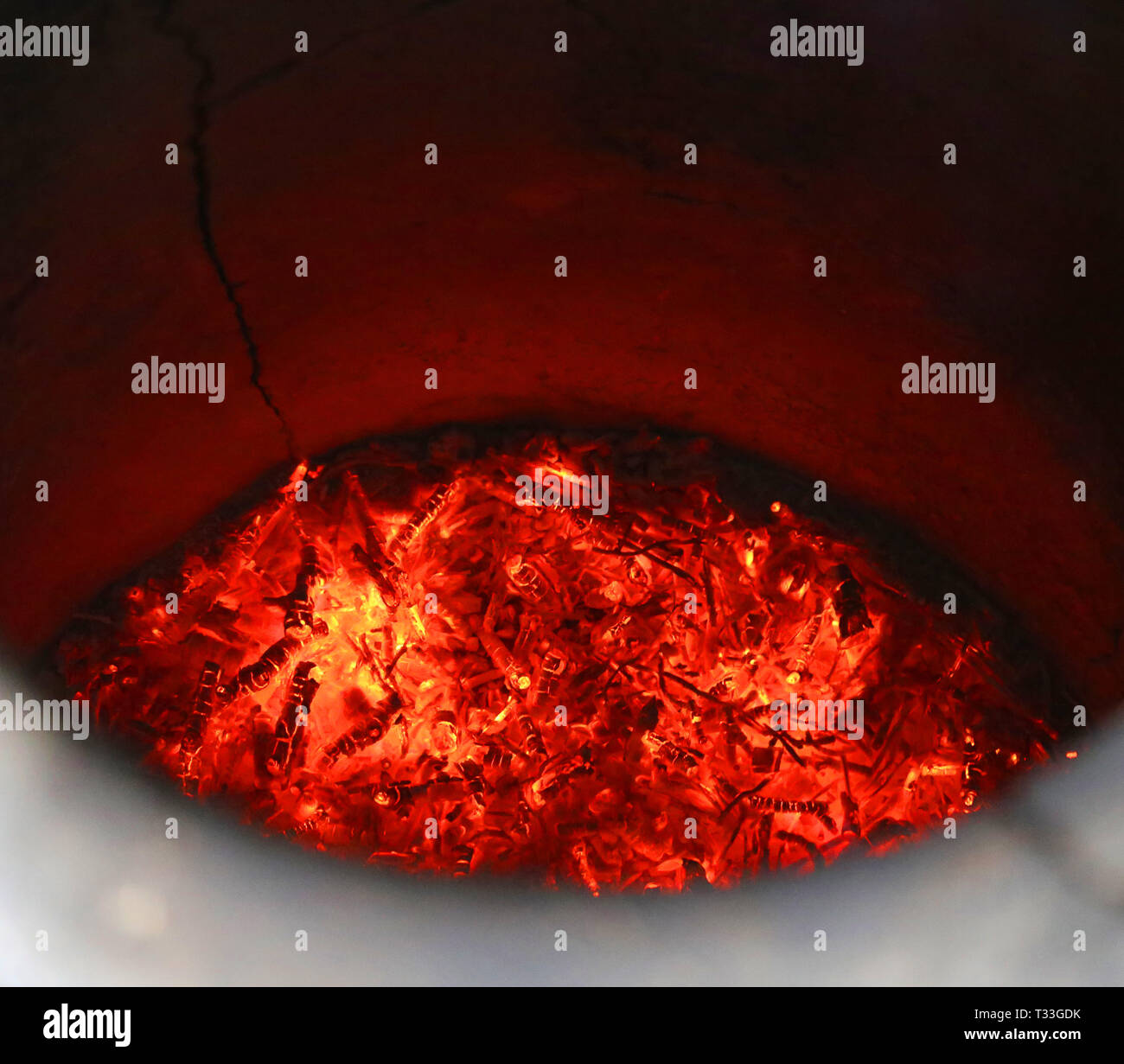 Photo background of a bright red oven with coals for making bread Stock ...