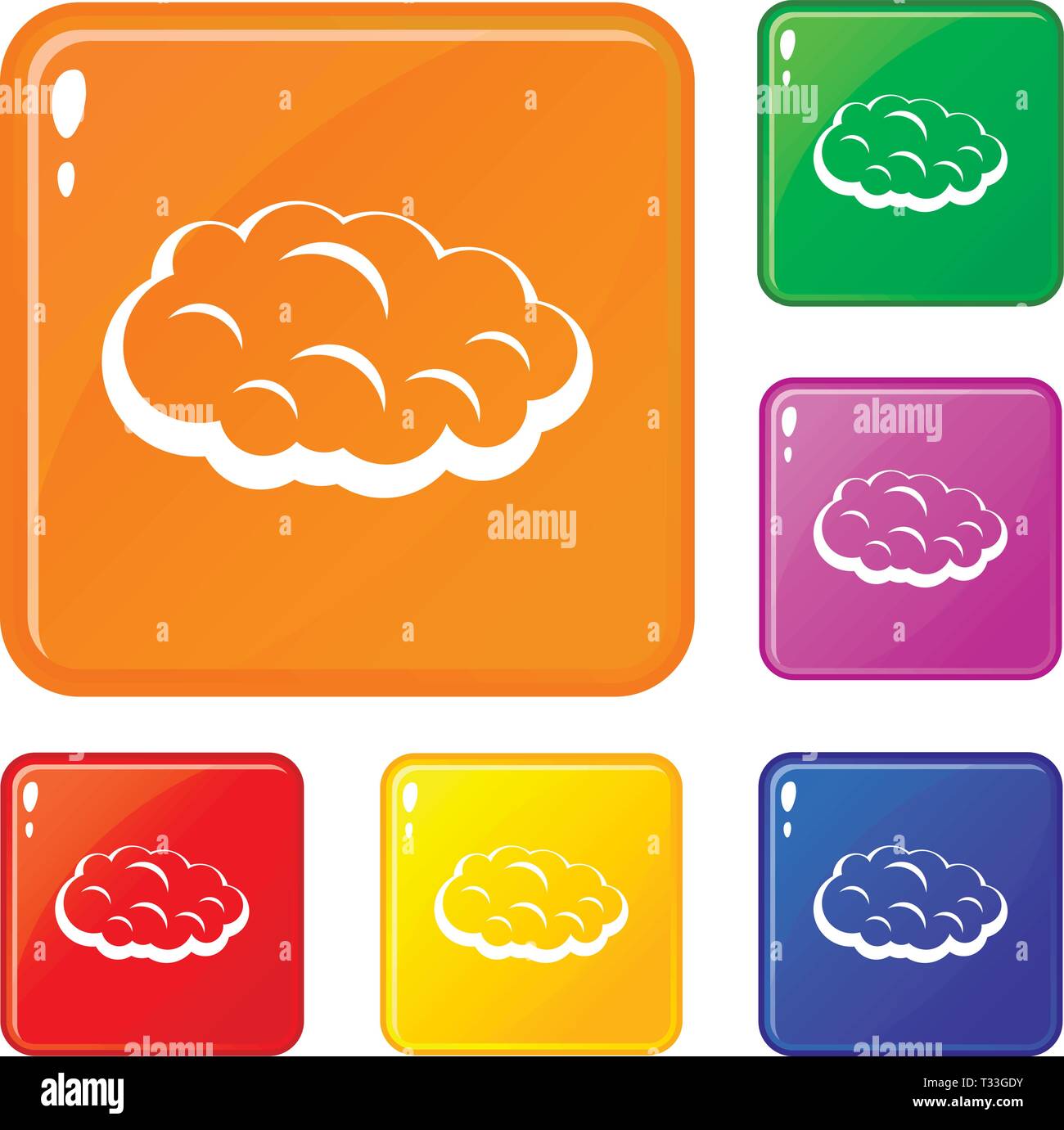 Cloud icons set collection vector 6 color isolated on white background ...