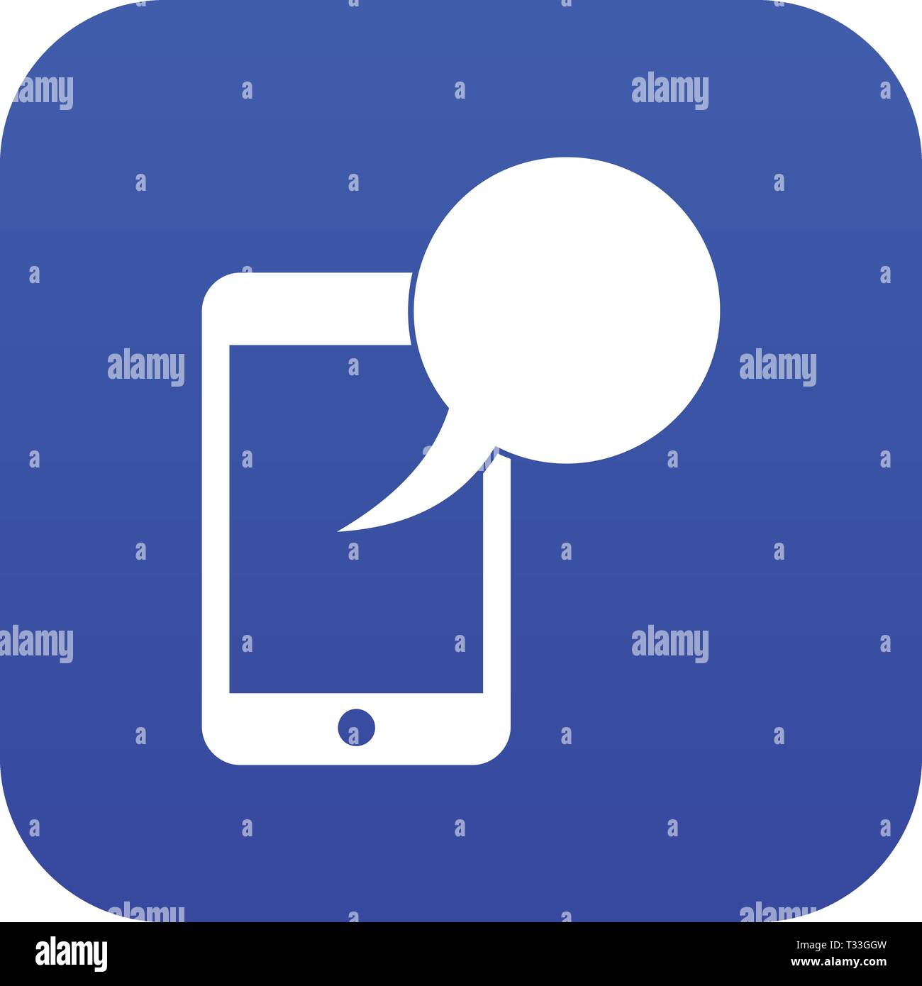 Speech bubble on phone icon digital blue for any design isolated on ...