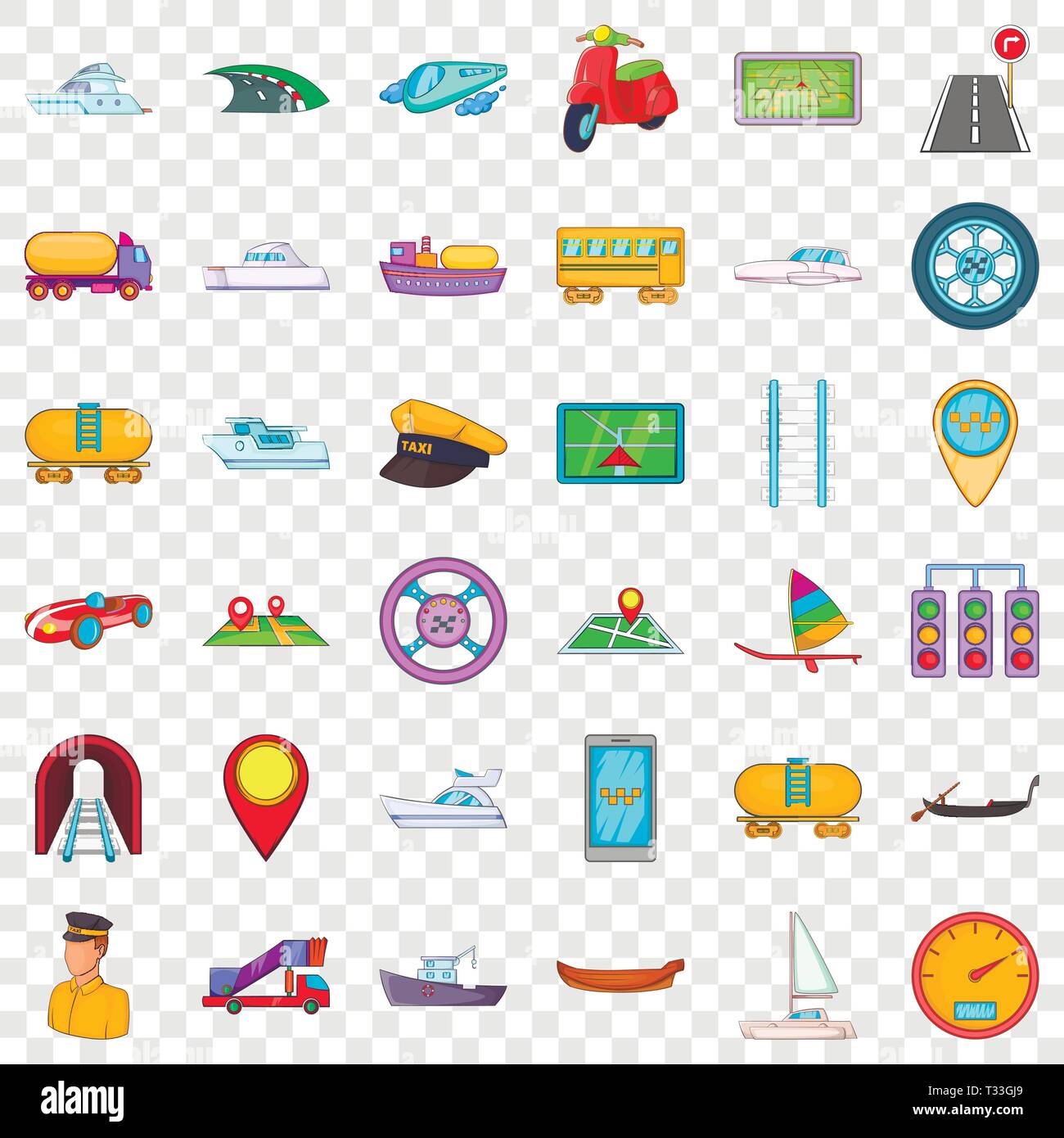 Different transport icons set. Cartoon style of 36 different transport ...