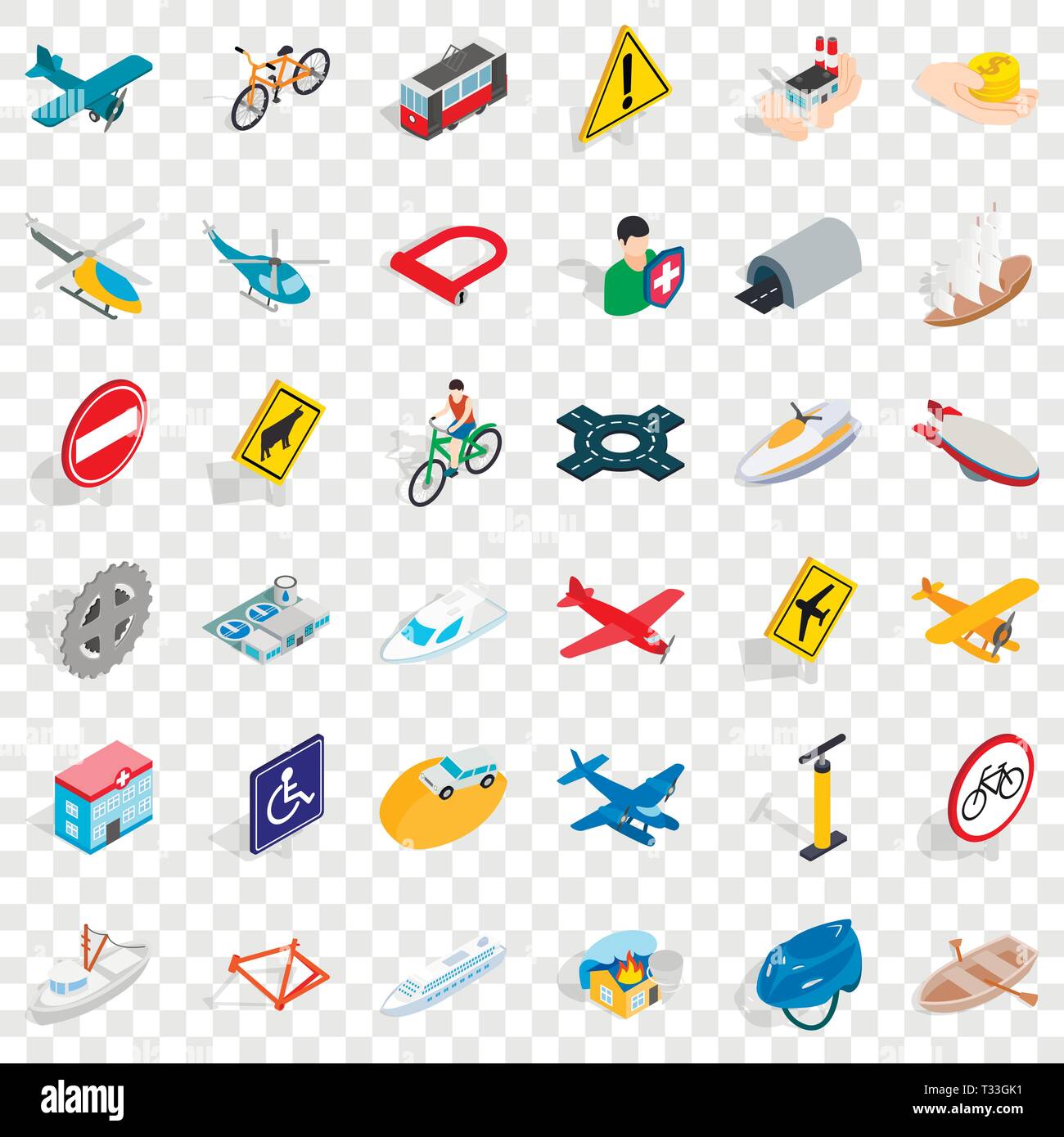 Great transport icons set. Isometric style of 36 great transport vector ...