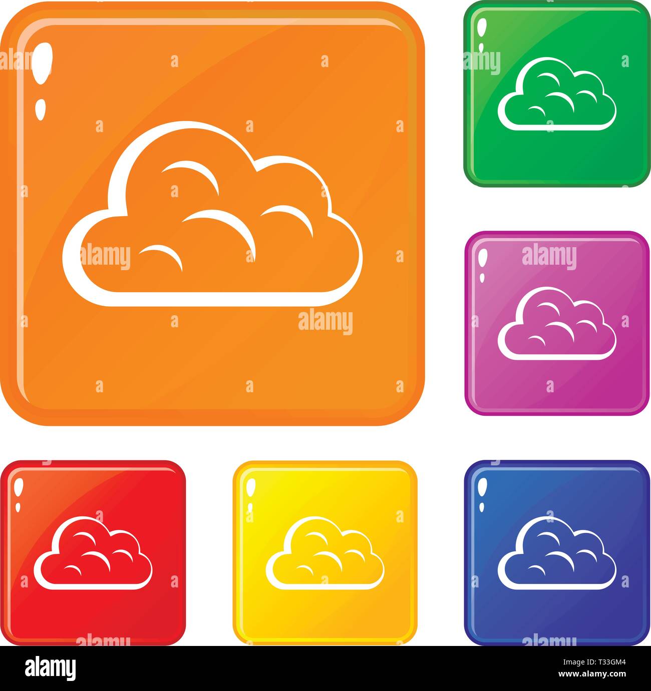 Big cloud icons set collection vector 6 color isolated on white ...