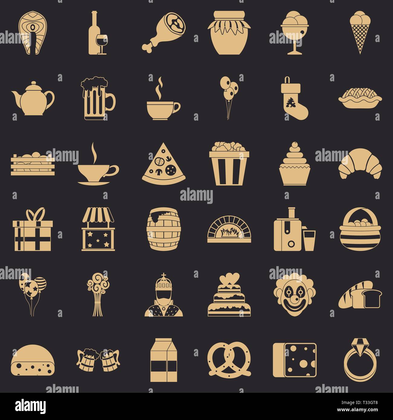 Present icons set. Simple style of 36 present vector icons for web for ...