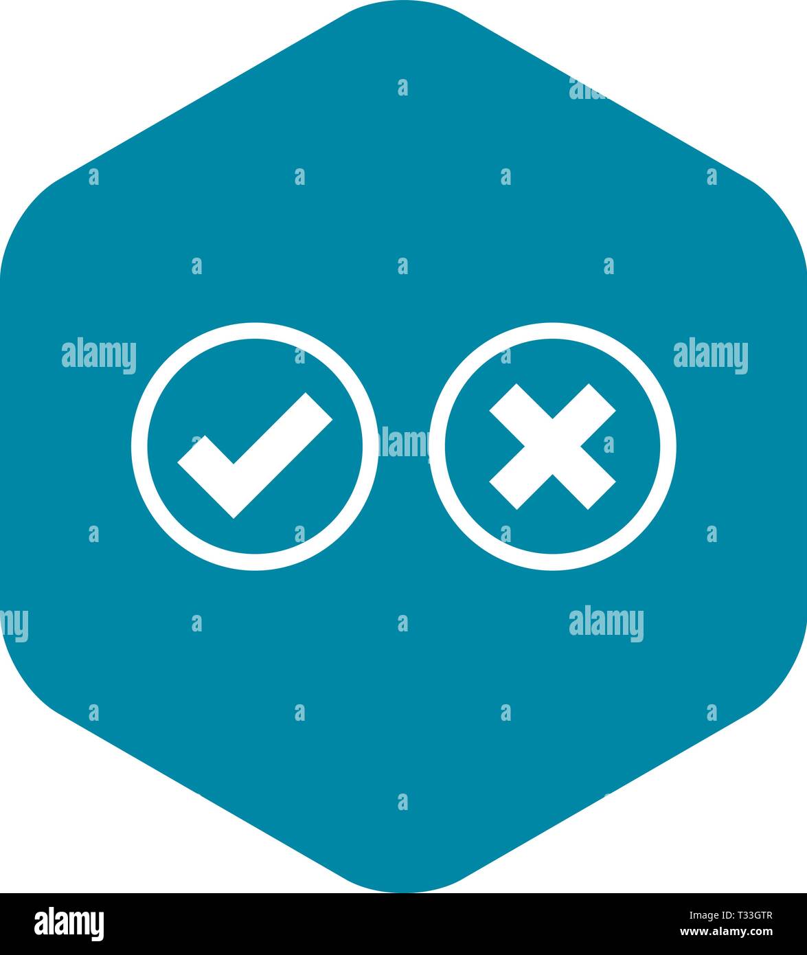 Tick and cross selection icon in simple style isolated on white ...