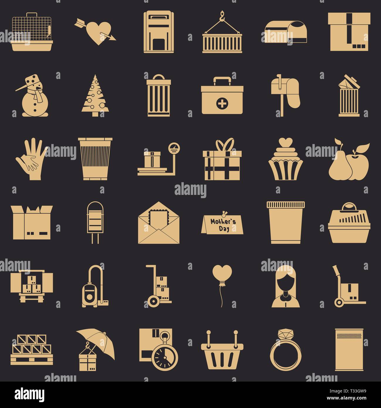 Paper box icons set. Simple style of 36 paper box vector icons for web ...