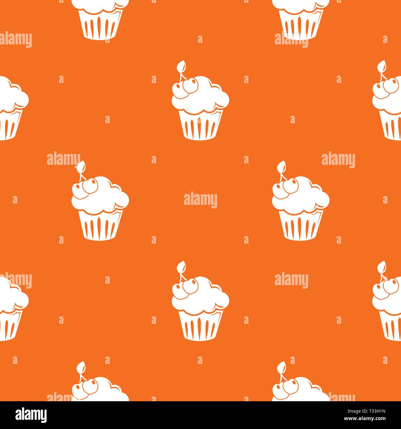 Cherry cupcake pattern vector orange for any web design best Stock Vector Image & Art - Alamy