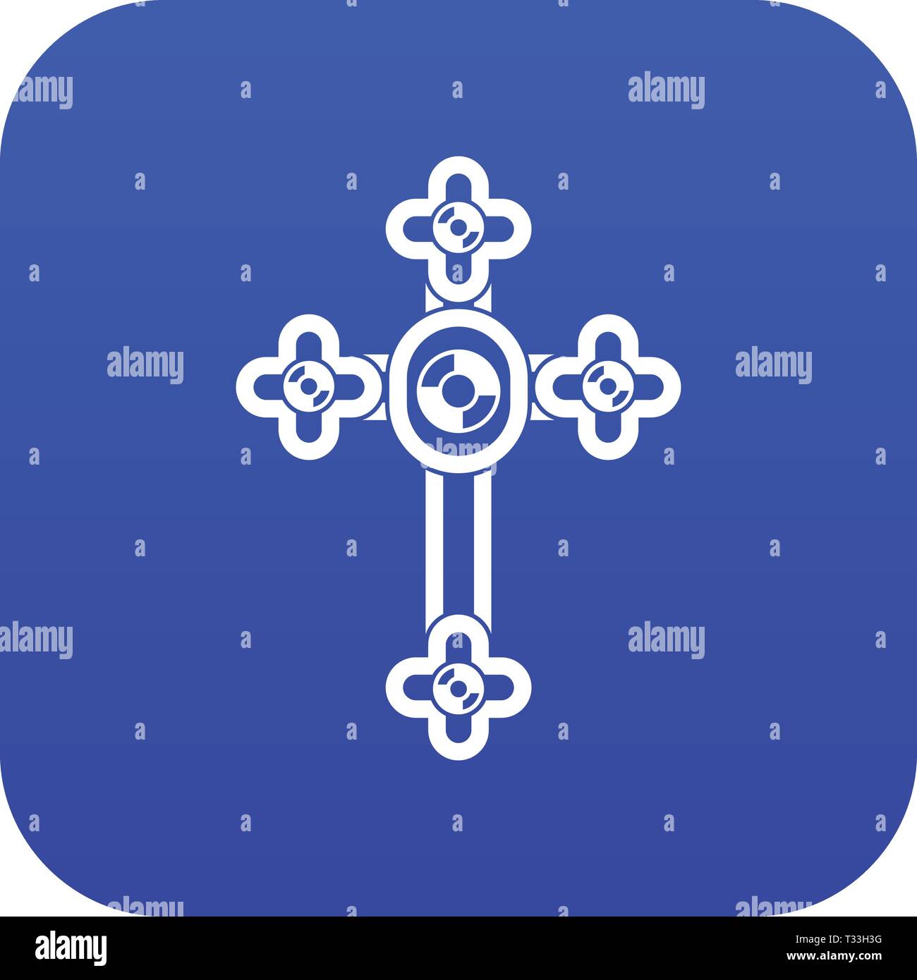 Cross with diamonds icon digital blue for any design isolated on white ...