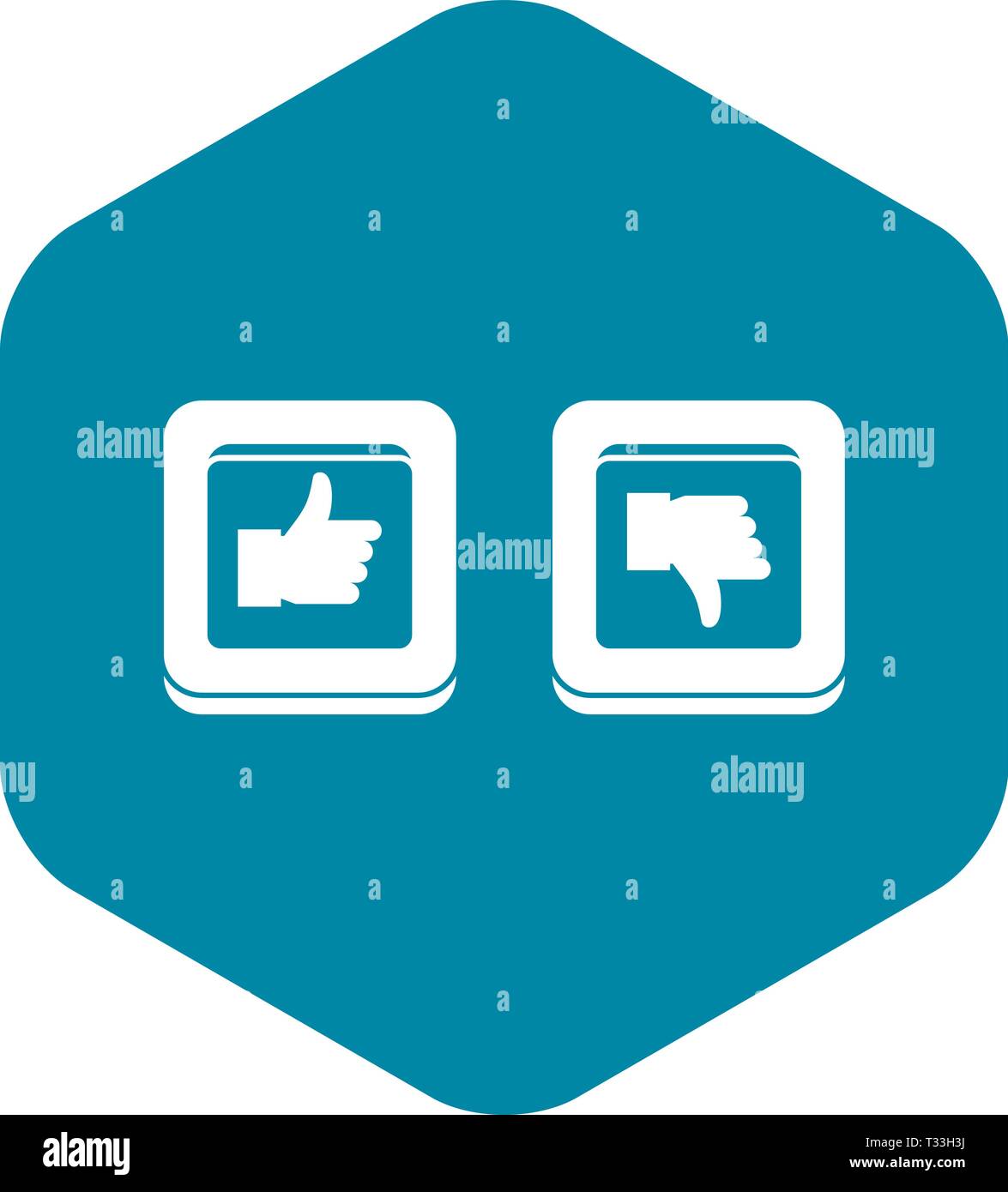 Signs hand up and down in squares icon in simple style isolated on ...