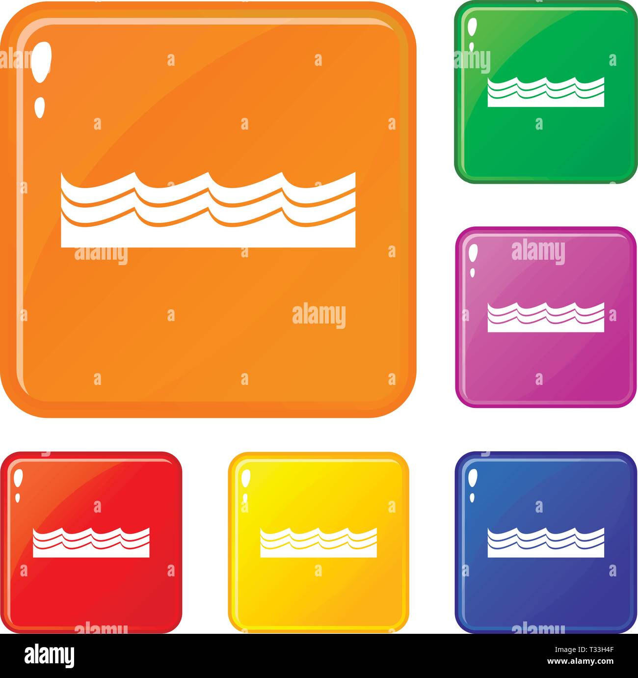 Water icons set collection vector 6 color isolated on white background ...