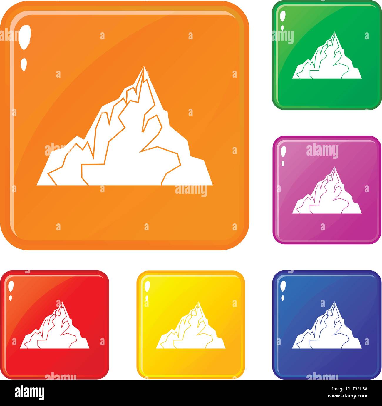 Iceberg icons set collection vector 6 color isolated on white ...