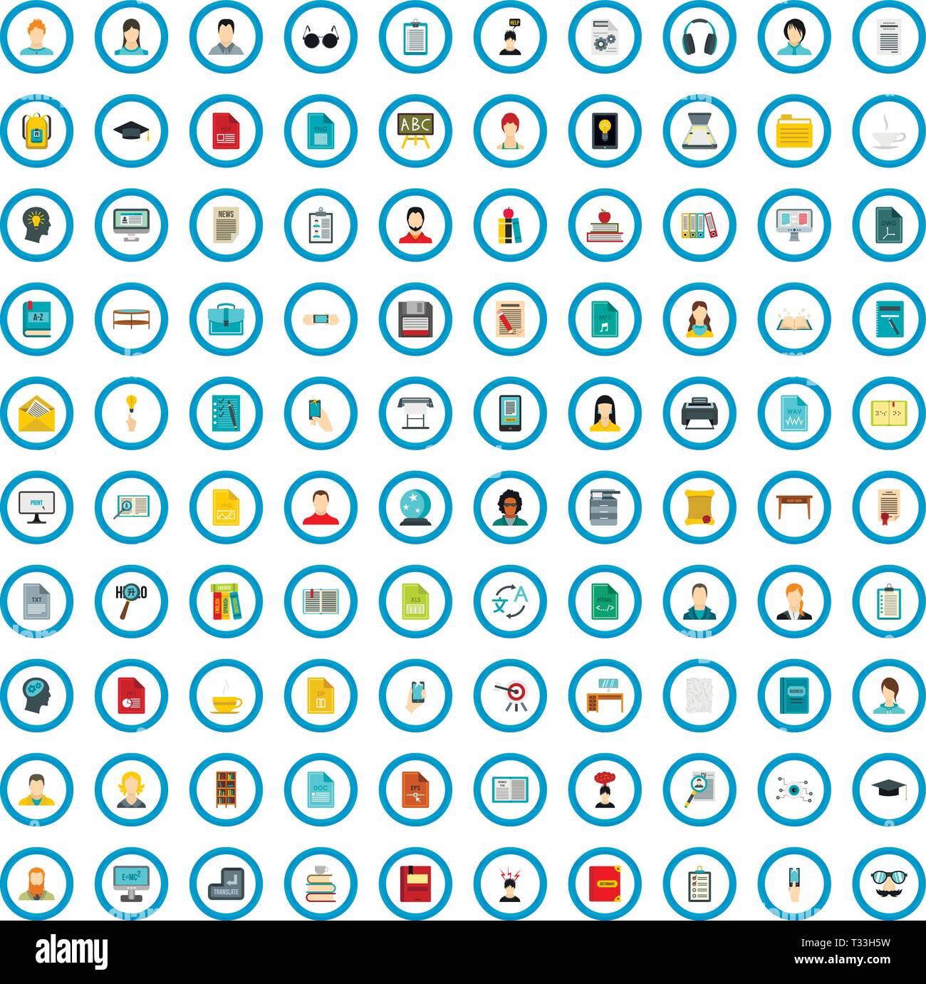 100 reader icons set in flat style for any design vector illustration ...