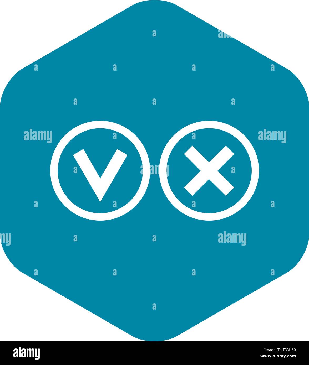 Signs of choice of tick and cross icon in simple style isolated on ...