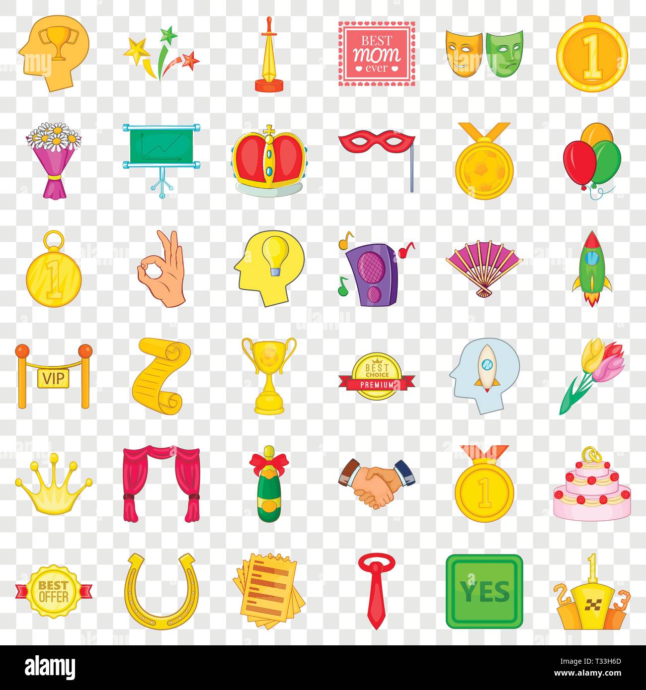 Winner icons set. Cartoon style of 36 winner vector icons for web for ...