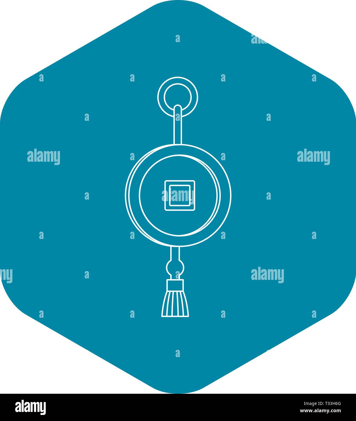 Feng shui Chinese coin with hole icon. Outline illustration of feng ...