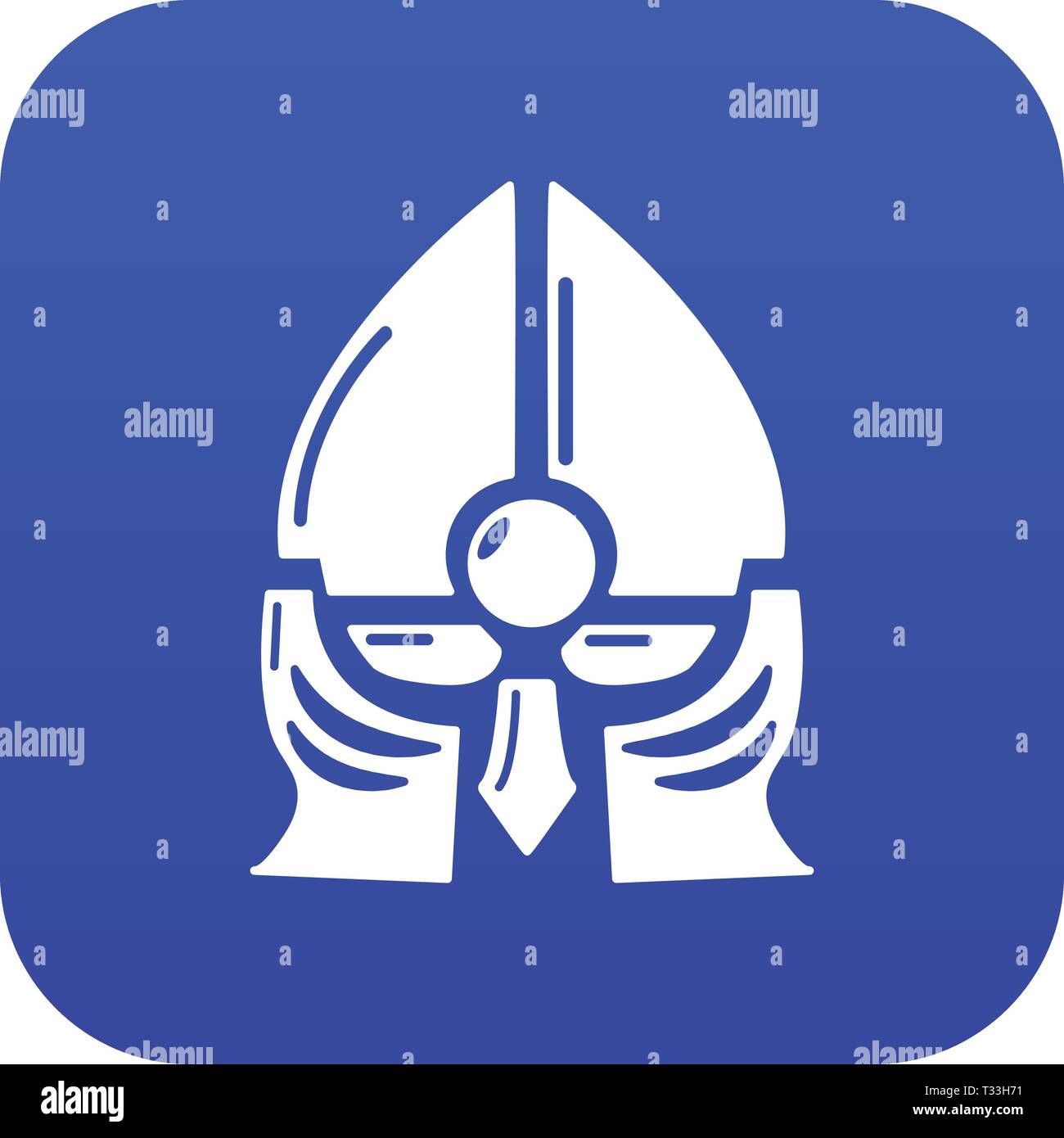Historical knight helmet icon blue vector isolated on white background ...