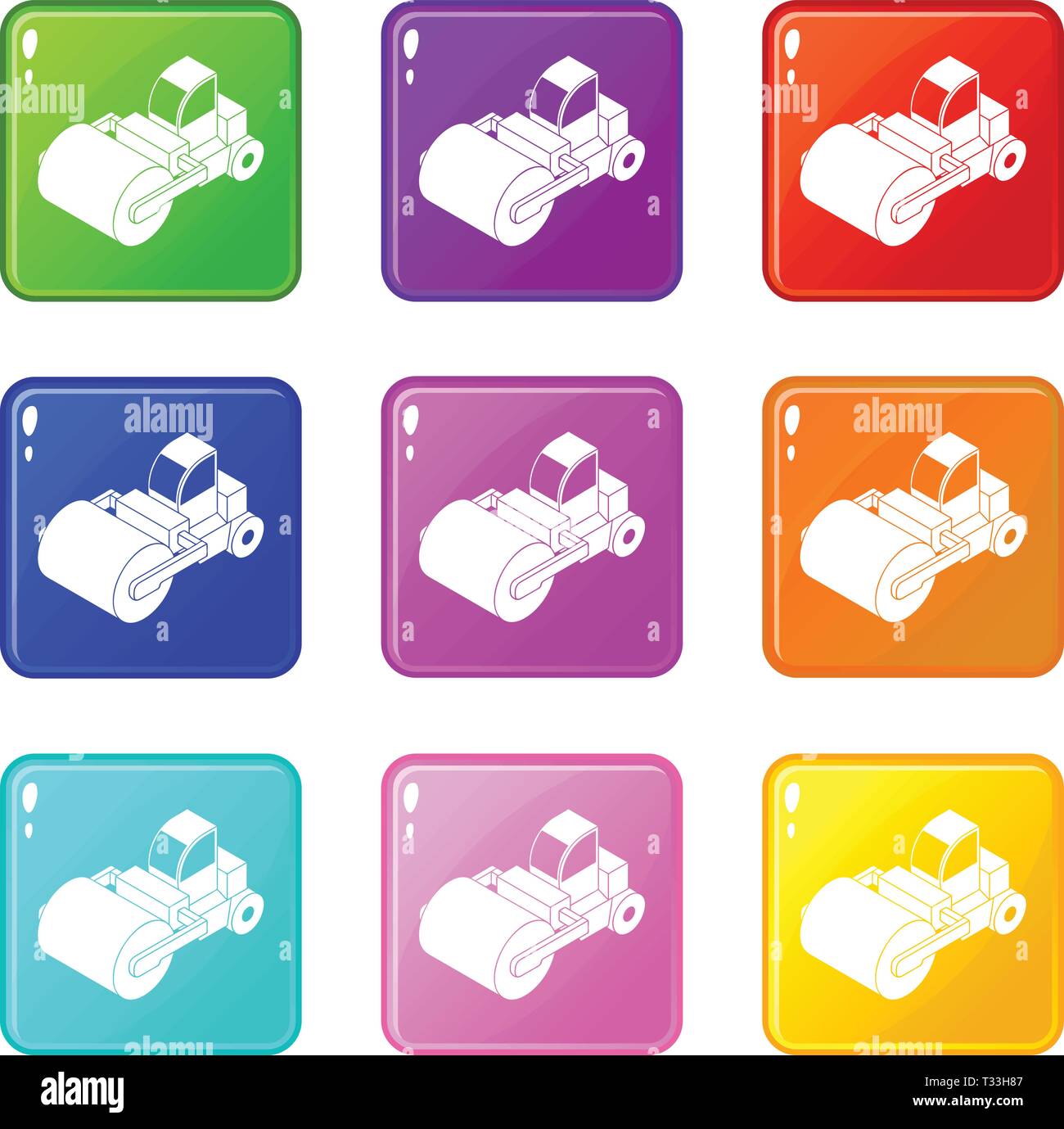 Roller truck icons set 9 color collection isolated on white for any ...