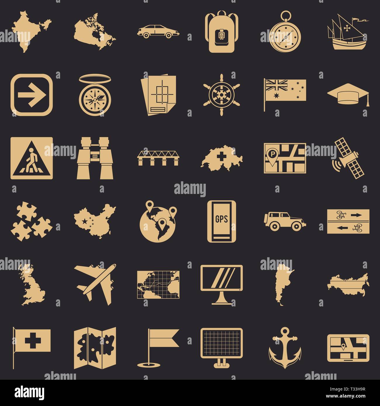 Globe cartography icons set. Simple style of 36 globe cartography ...