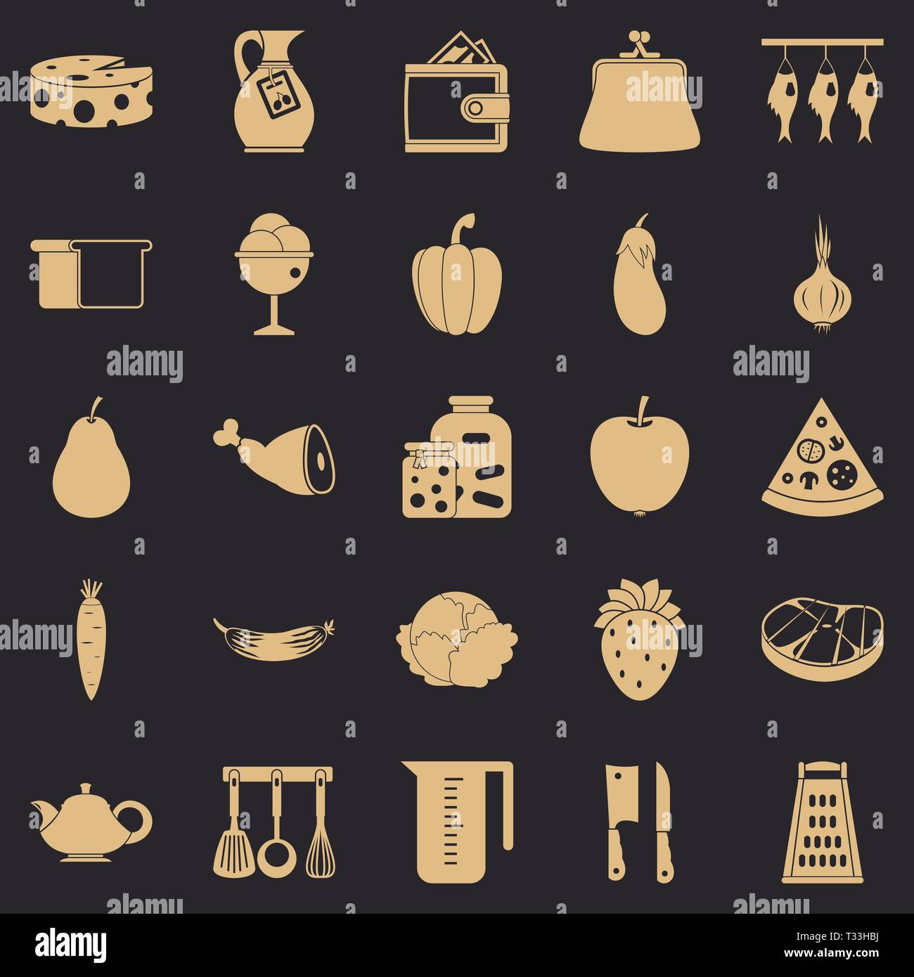 Meat delicacy icons set. Simple set of 25 meat delicacy vector icons ...