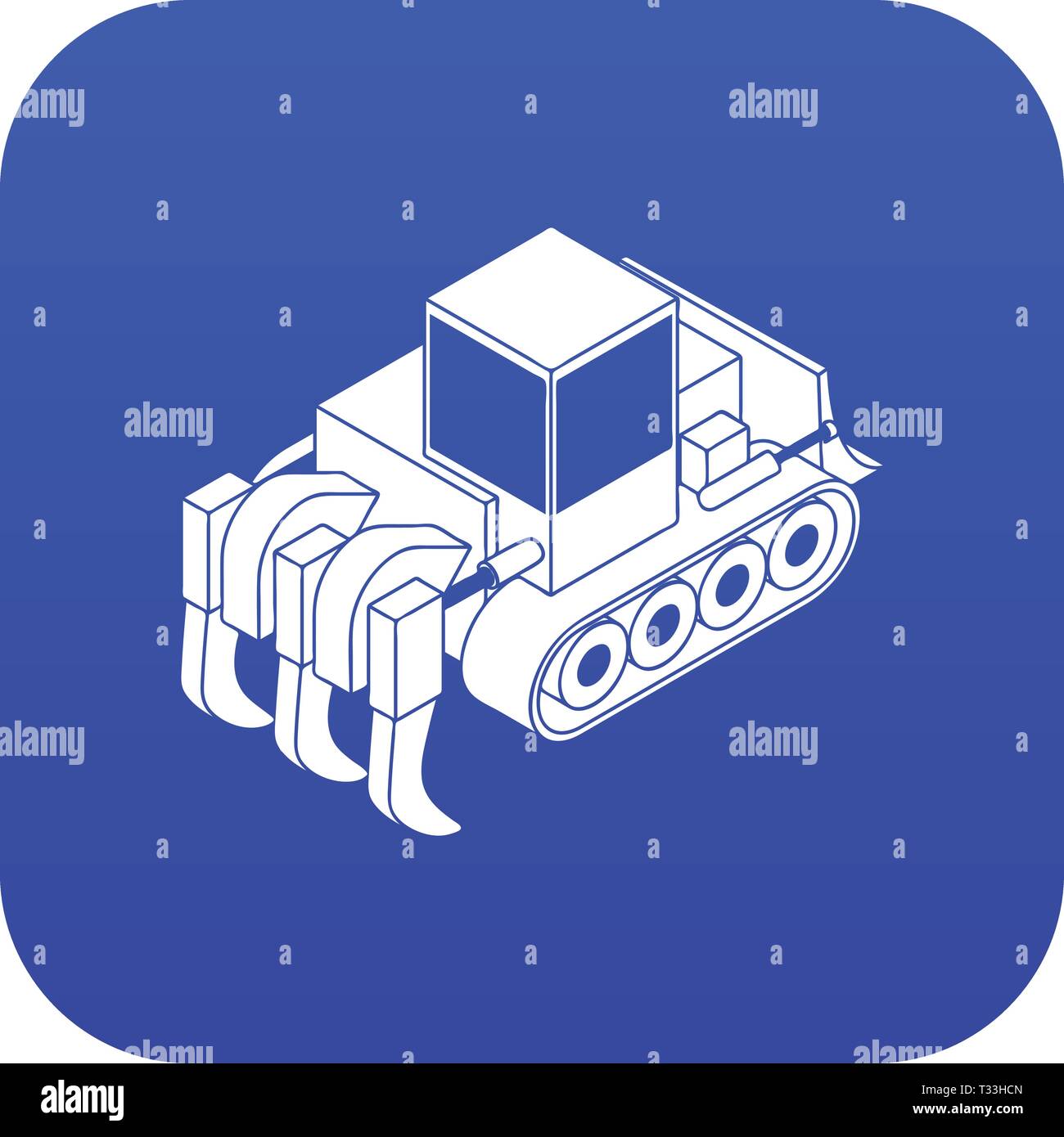 Industrial bulldozer icon blue vector isolated on white background ...