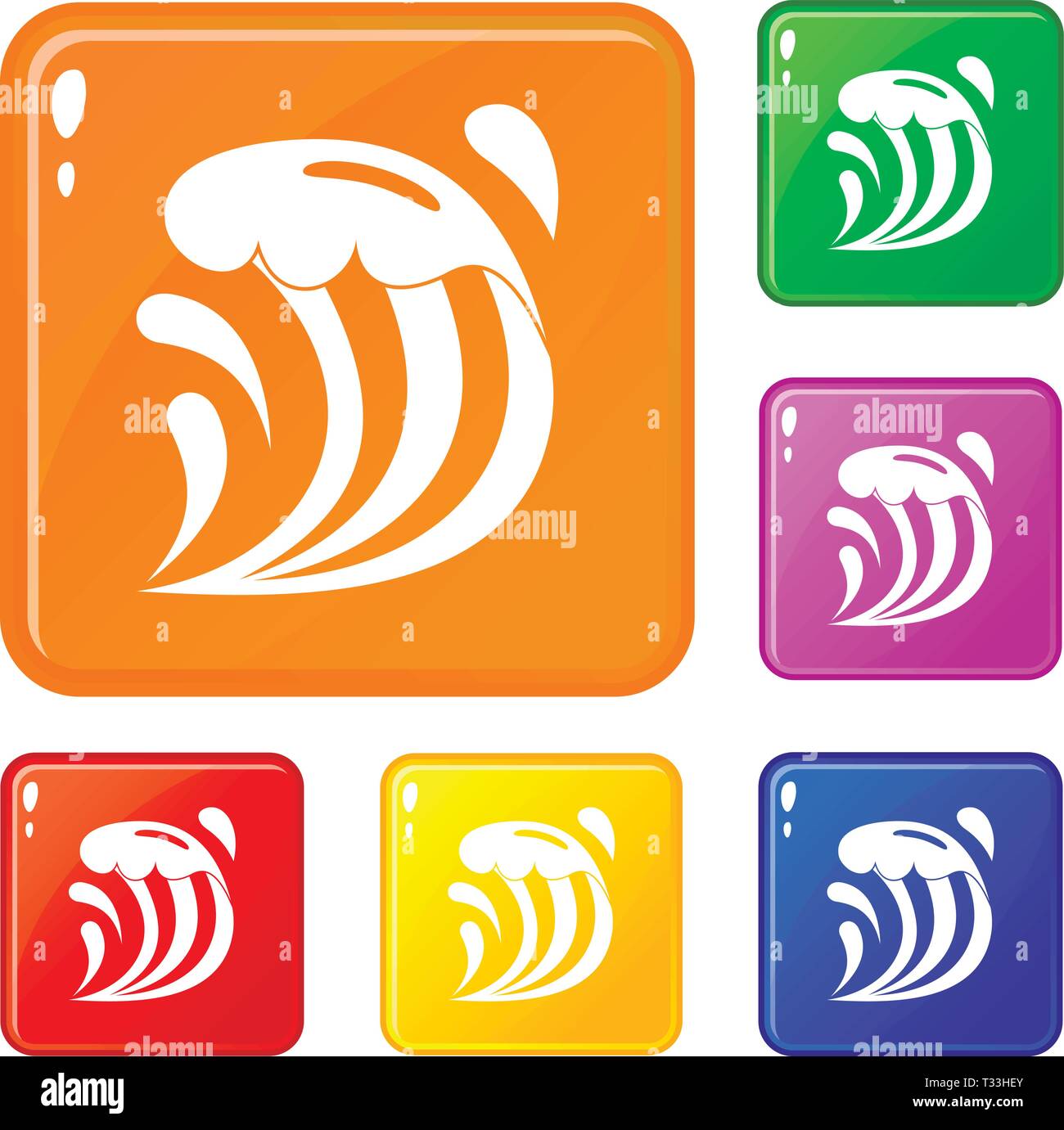 Wave icons set collection vector 6 color isolated on white background ...
