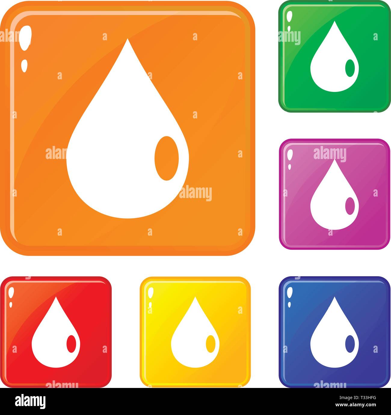 Drop icons set collection vector 6 color isolated on white background ...