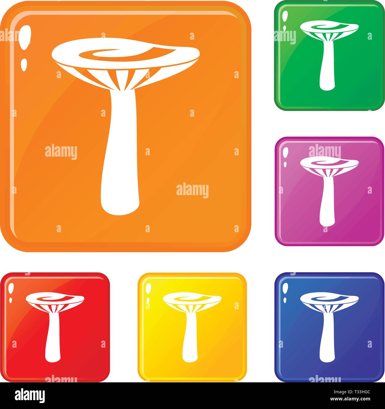 Mushroom icons set collection vector 6 color isolated on white ...