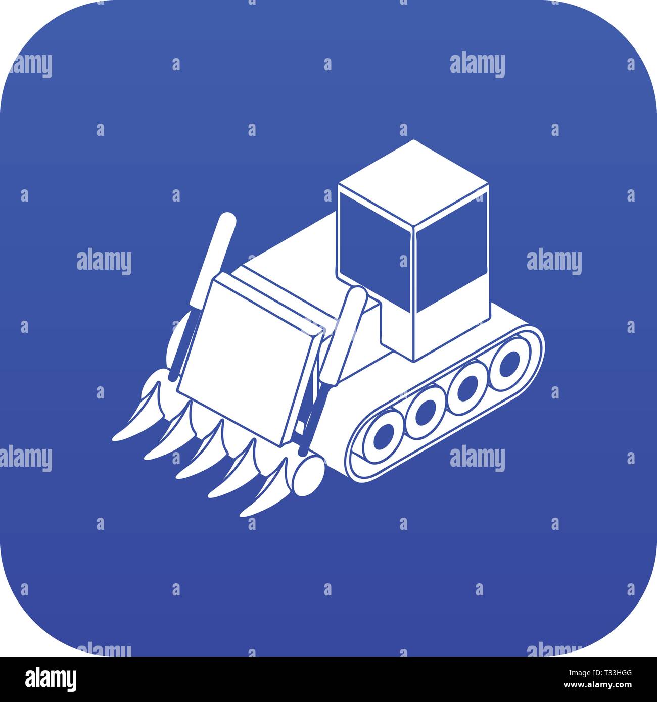Construction bulldozer icon blue vector isolated on white background ...