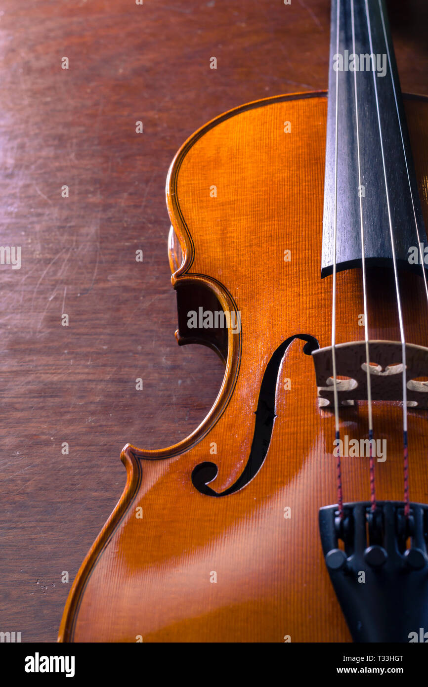 Still life violin on wood table,music instrument Stock Photo - Alamy