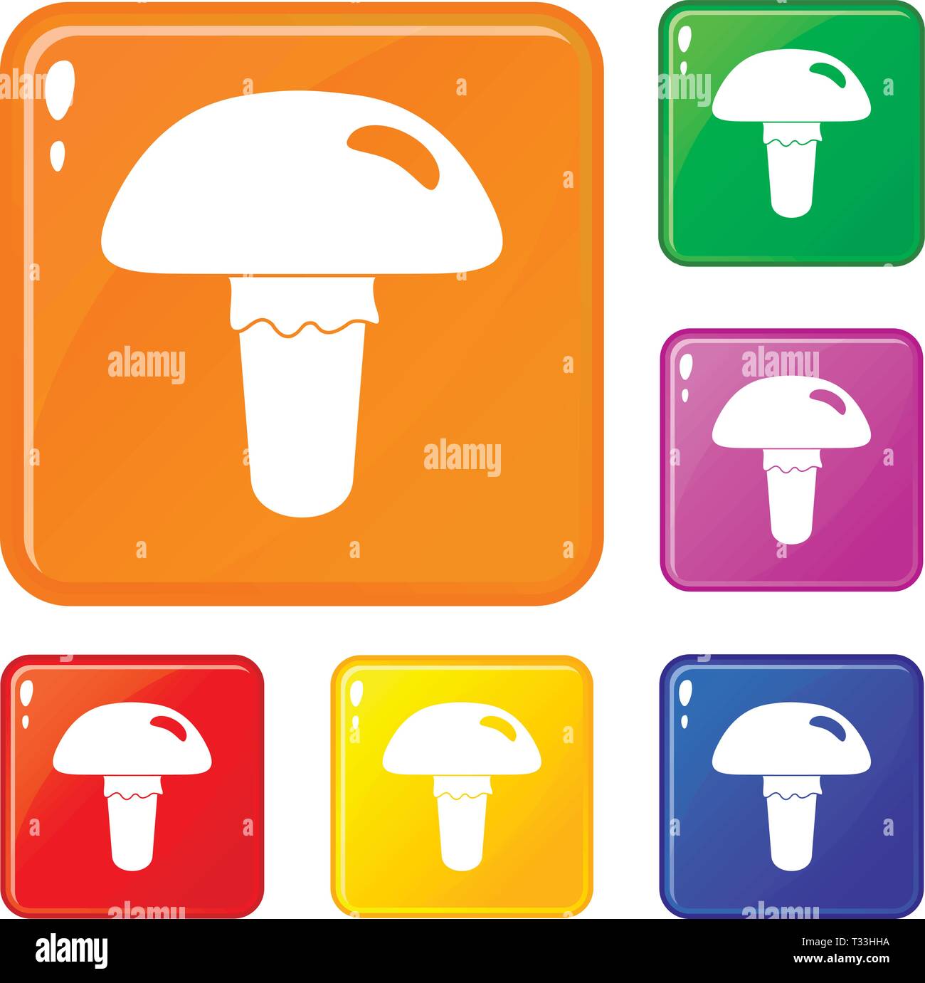Poisonous mushroom icons set collection vector 6 color isolated on ...