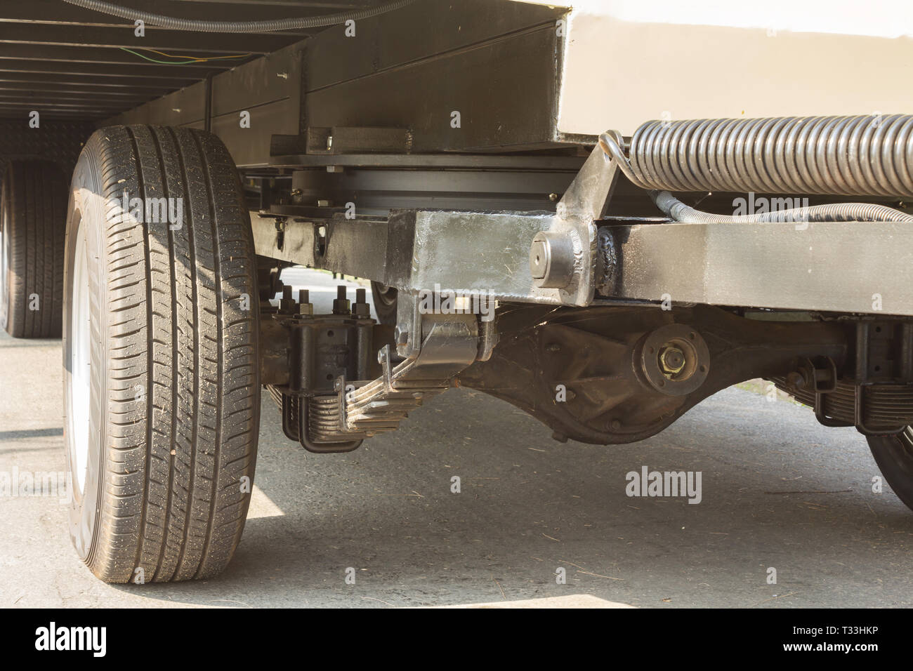 Bus wheel,transport or mechanic background Stock Photo - Alamy