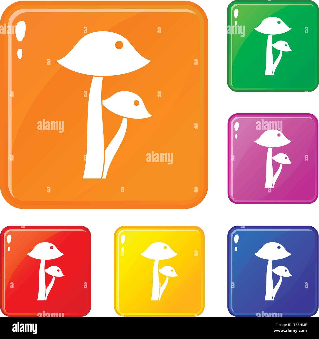 Honey fungus icons set collection vector 6 color isolated on white ...