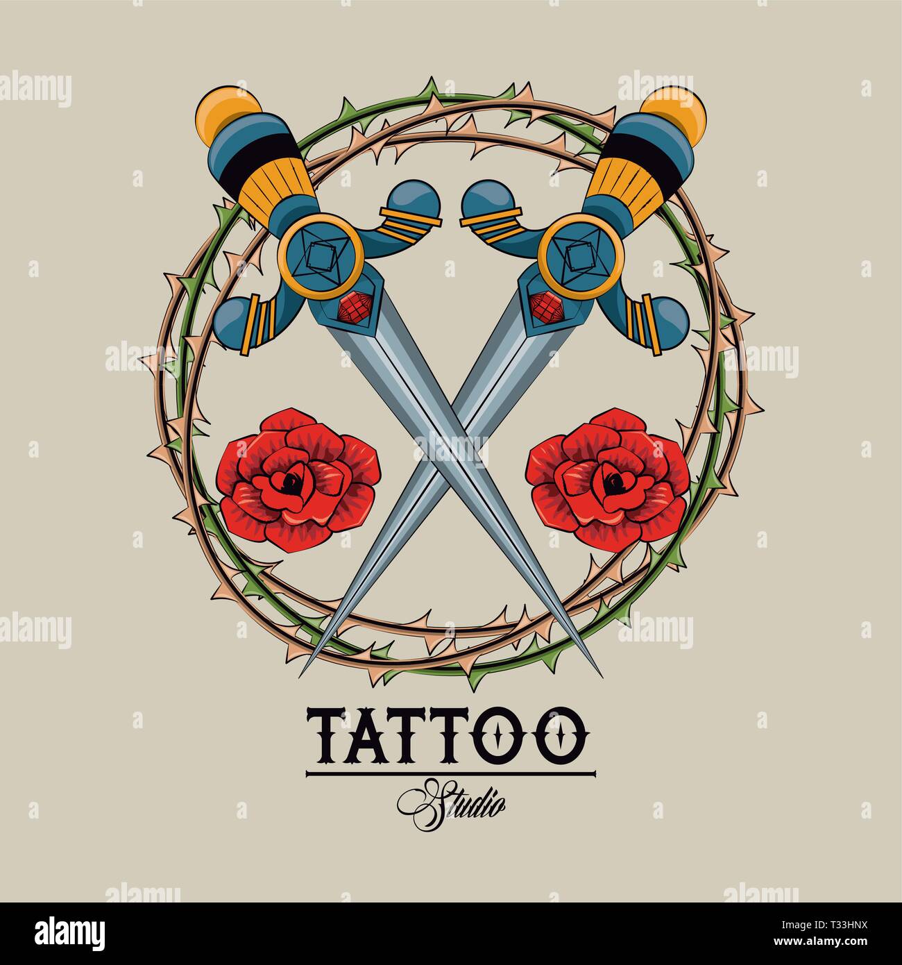 Tattoo Studio Old School Stock Vector Image Art Alamy