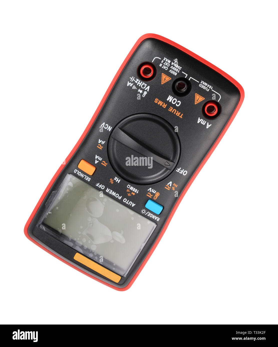 black digital multimeter isolated on white background at dry day Stock ...